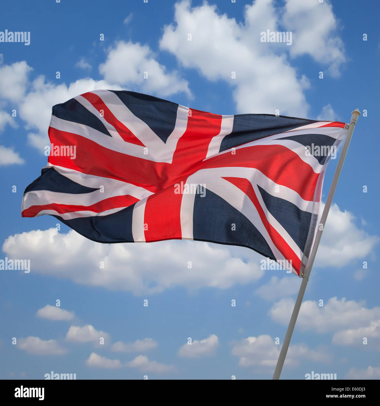 british flag on sky background Stock Photo - Alamy