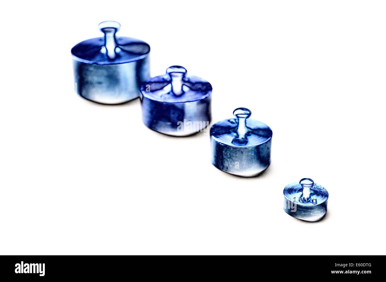 Old-Style Blue Weight Isolated on White Background Stock Photo - Alamy