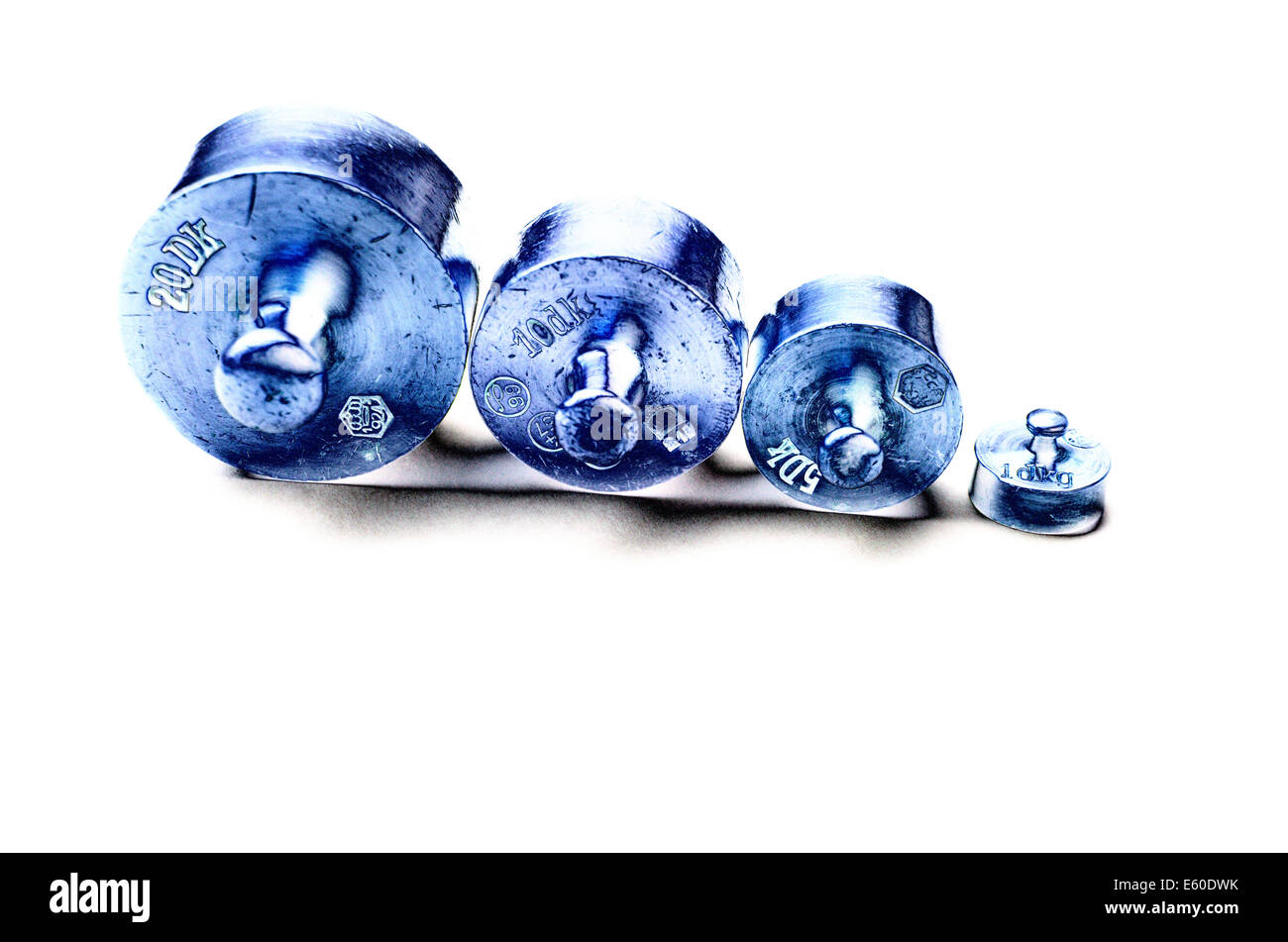 Old-Style Blue Weight Isolated on White Background Stock Photo - Alamy