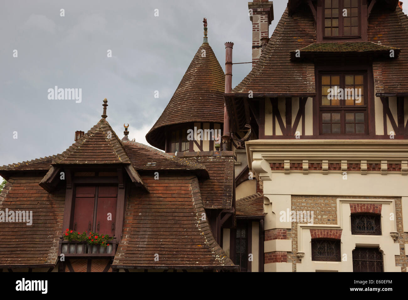 Little towers on original mansions Stock Photo - Alamy