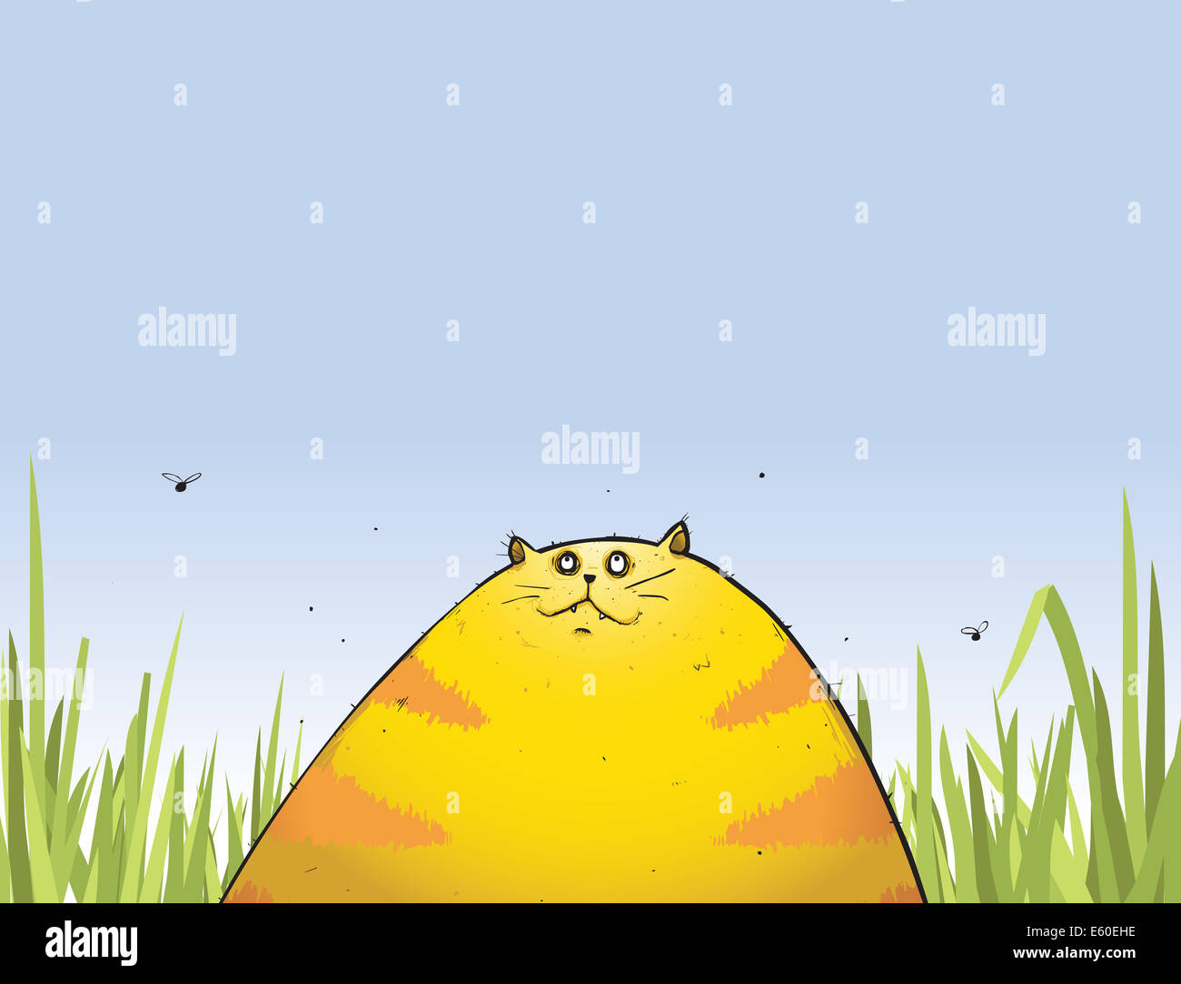 Illustration of Eggy the fat cat catching some rays in the garden Stock ...
