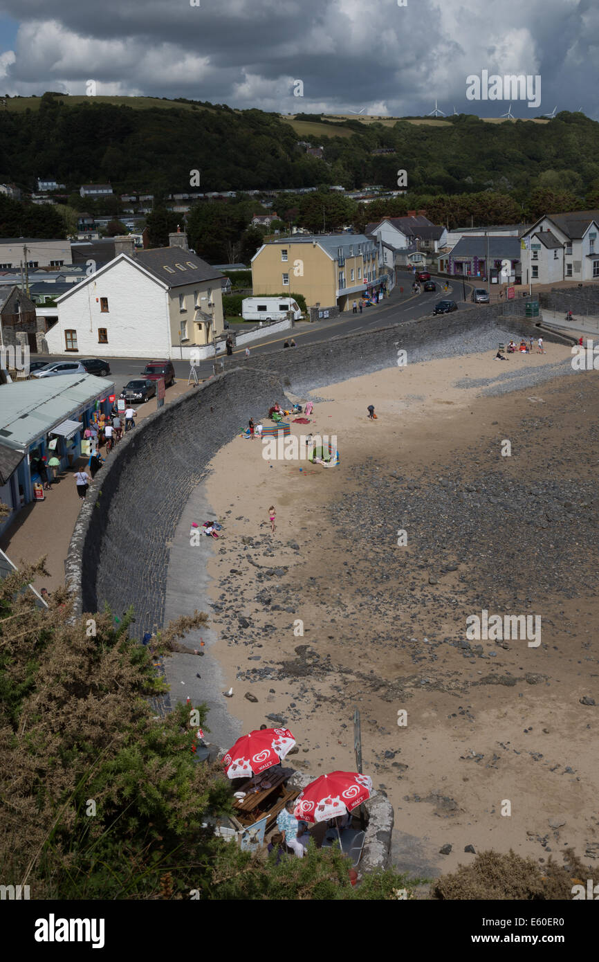The sweep of the beach under the Wales Coast path at Pendine, west ...