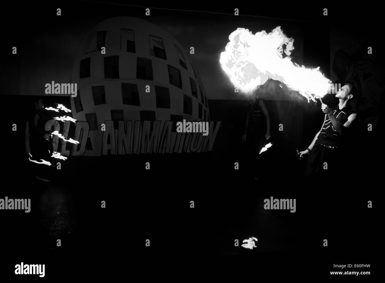 Fire show. Evening performance at the hotel. Alanya. Turkey Stock Photo ...