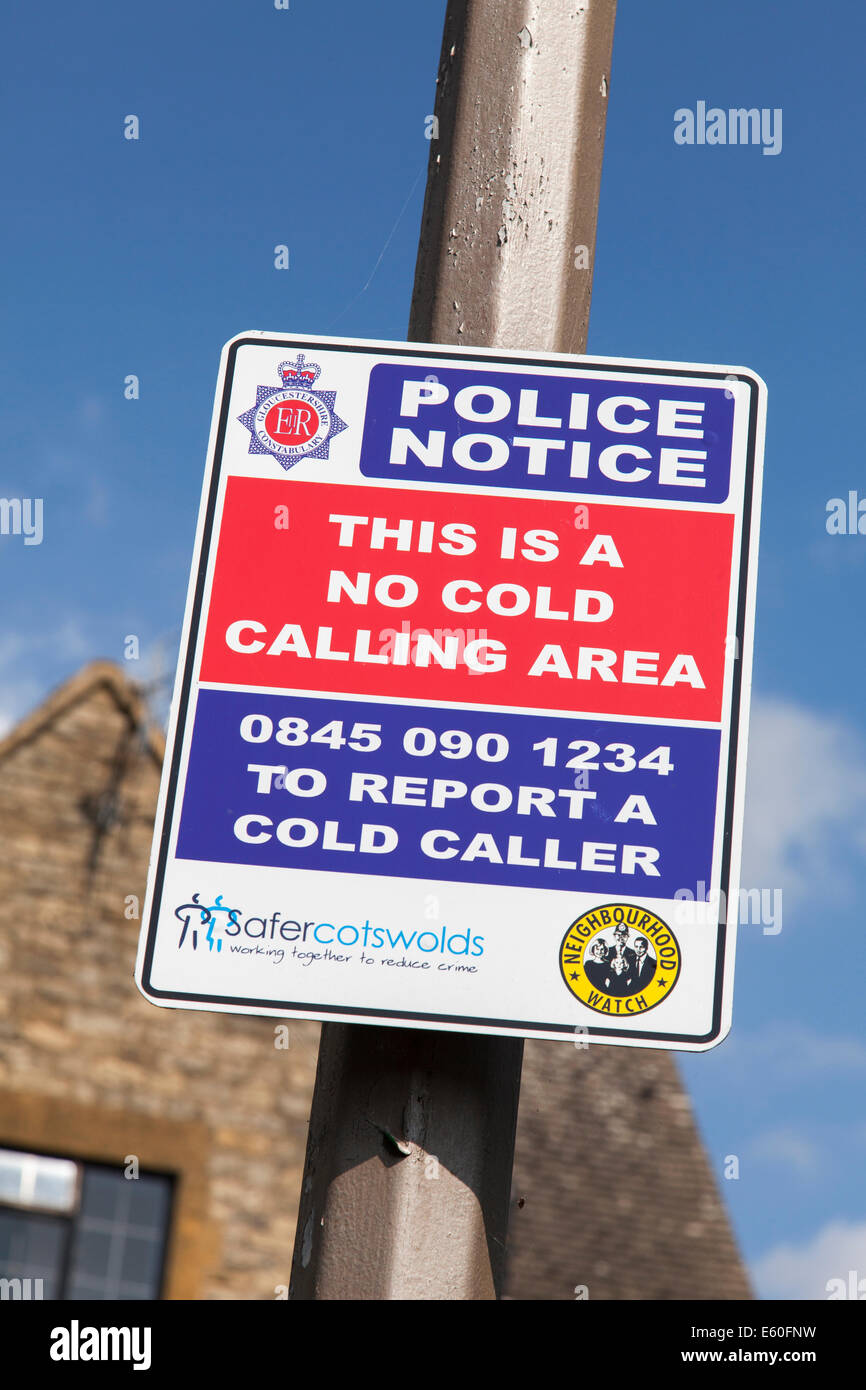 A 'No Cold Calling' police warning sign on a street in the U.K Stock ...