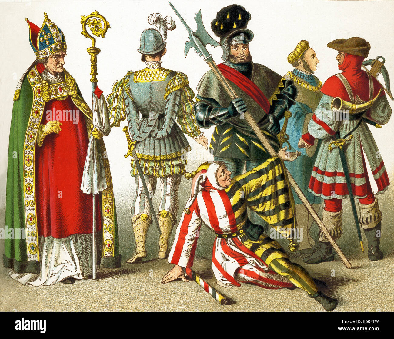 Germans 1500 to 1550: a bishop, a knight, a fool (seated), Georg ...