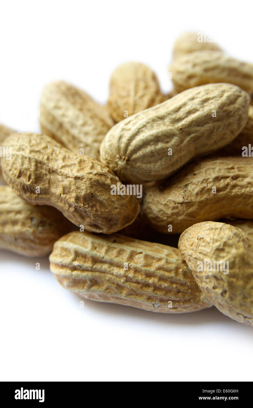 Peanuts Isolated On The White Background Stock Photo - Alamy
