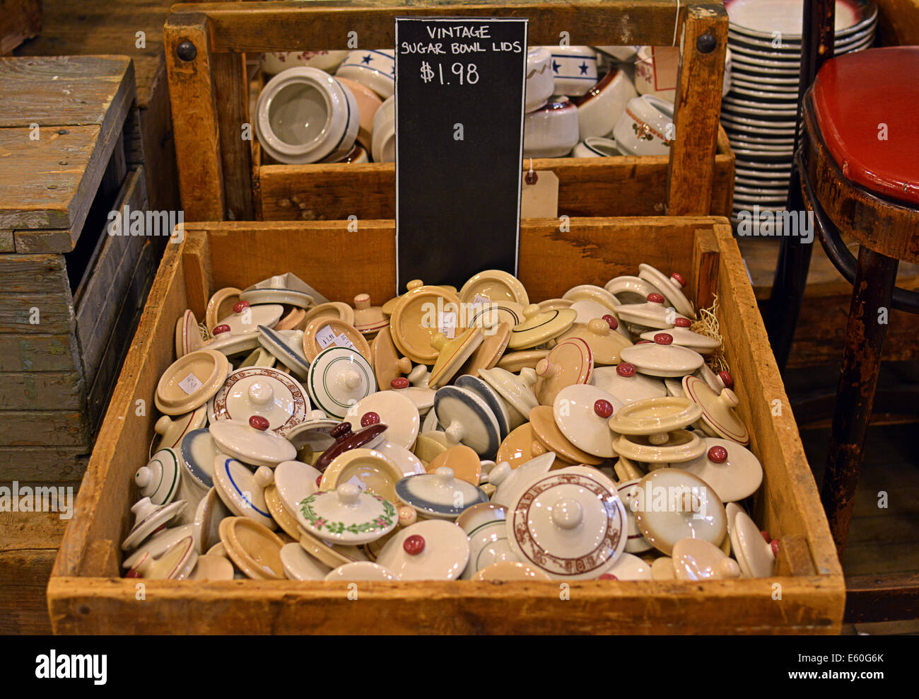 Vintage sugar bowl lids for sale at the Fish's Eddy store on Broadway ...