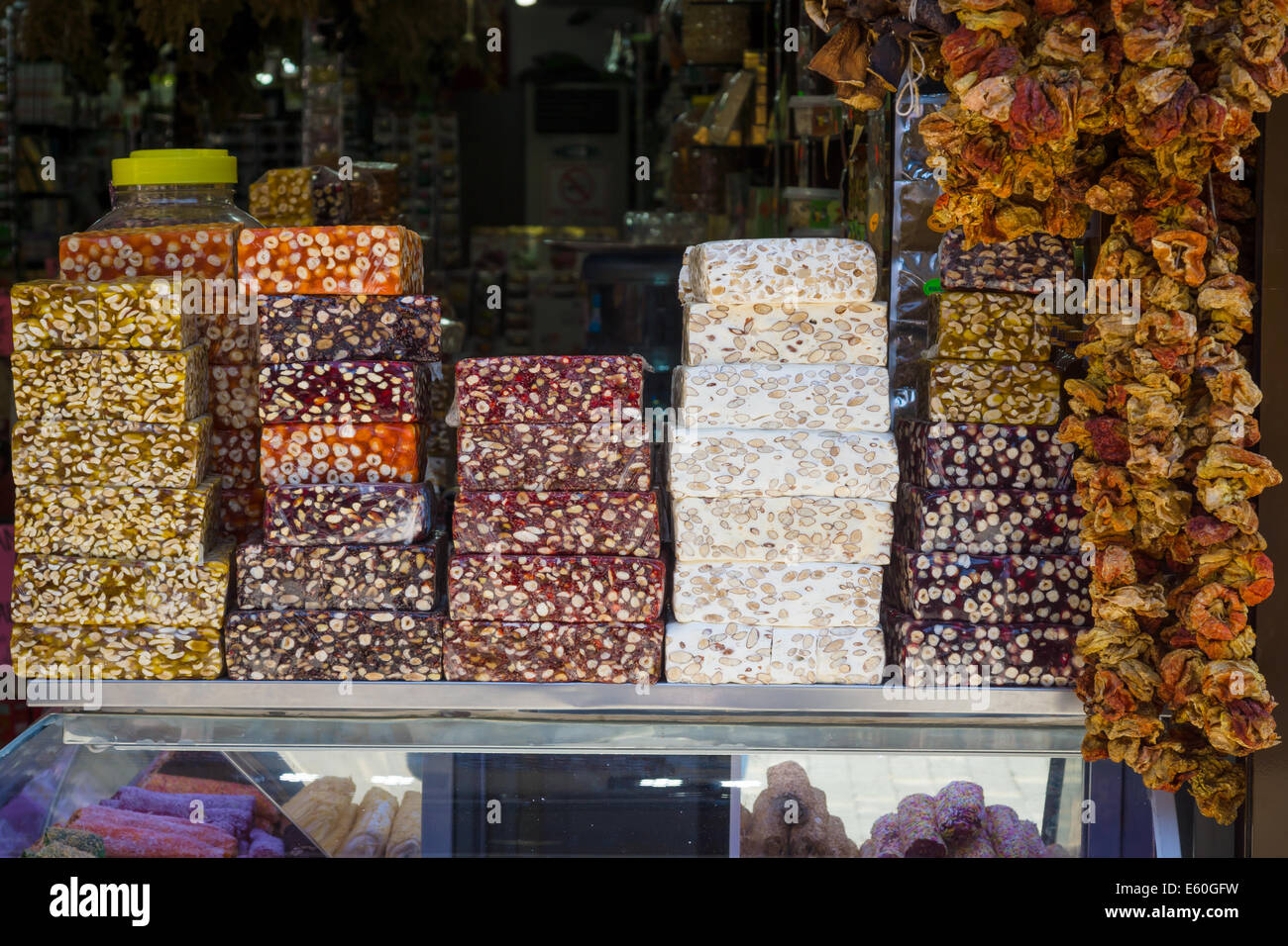 Variety of Turkish sweets on the counter. Bazaar. Turkey Stock Photo ...