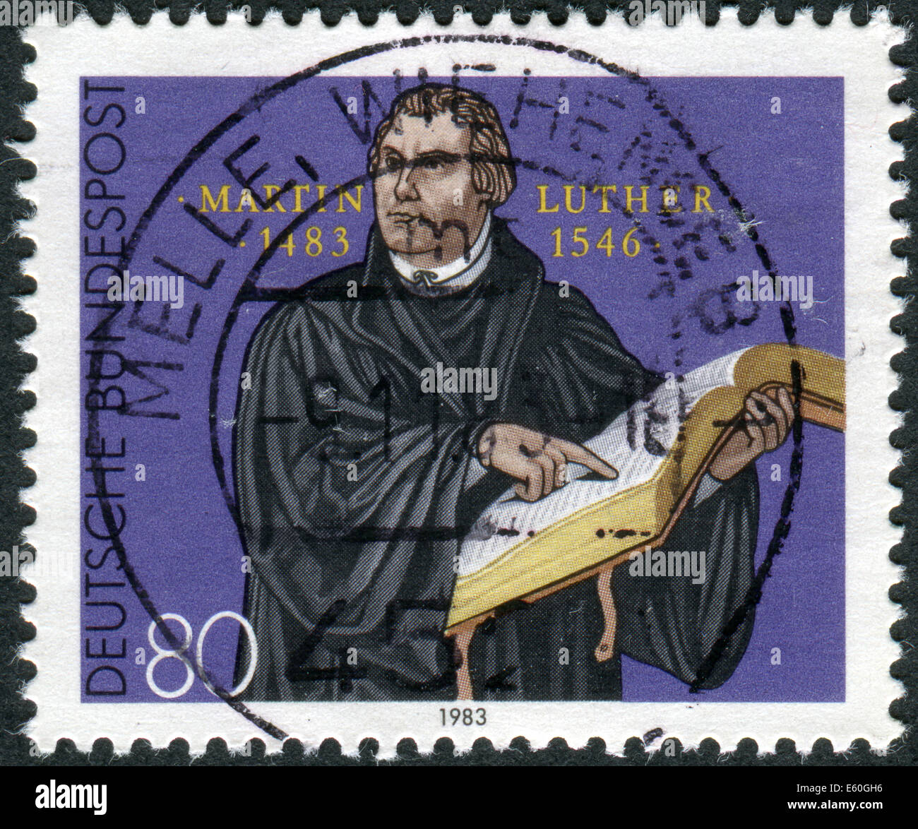 Postage stamp printed in Germany, dedicated to the 500th anniversary of ...