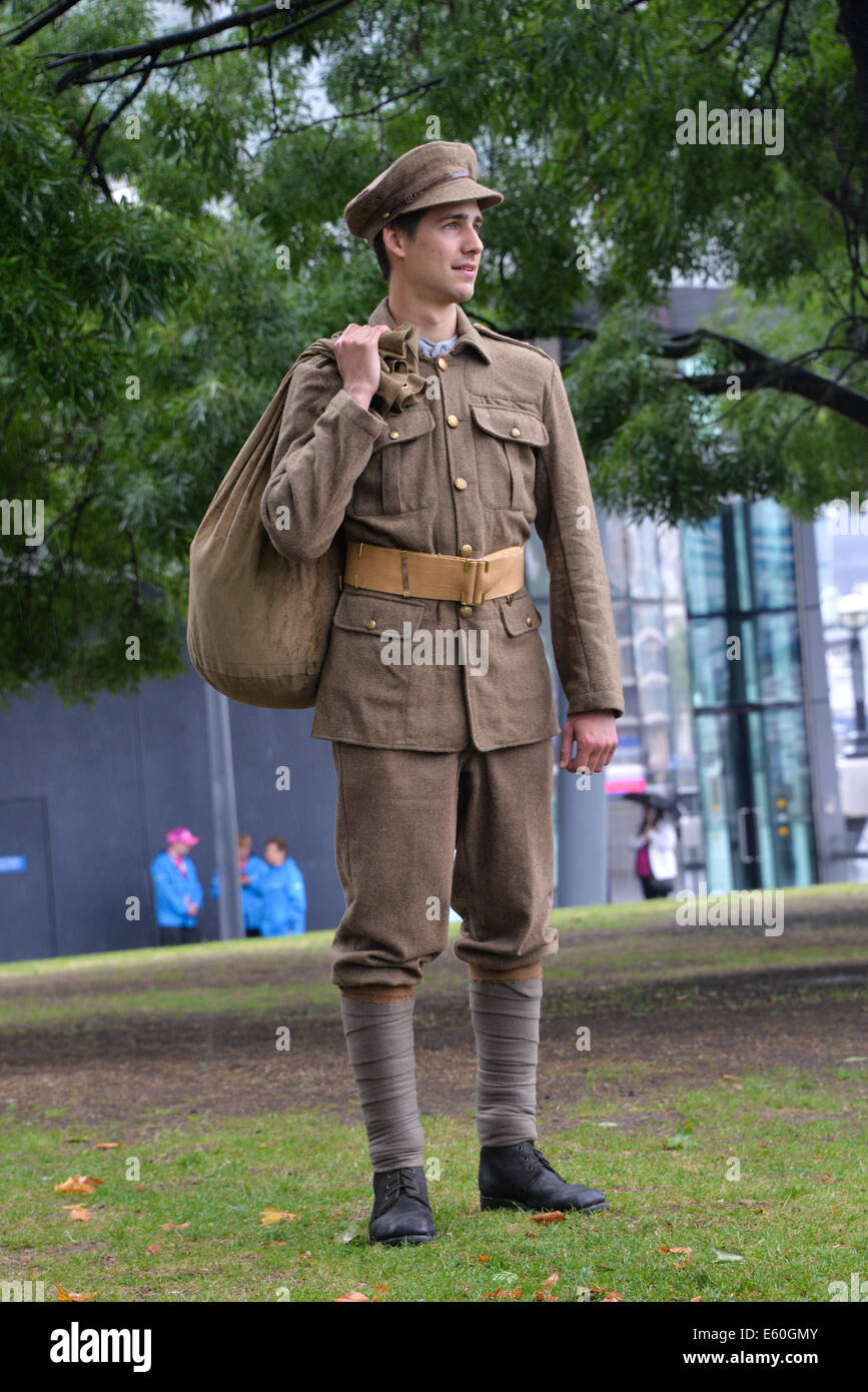 London, UK, 10th August, 2014. Jack Monoghan in WW1 uniform at the ...