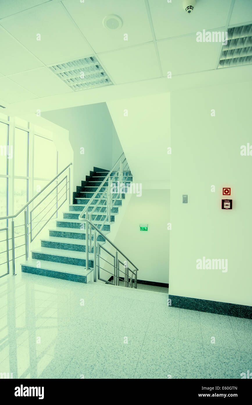 staircase - emergency exit in office building Stock Photo - Alamy