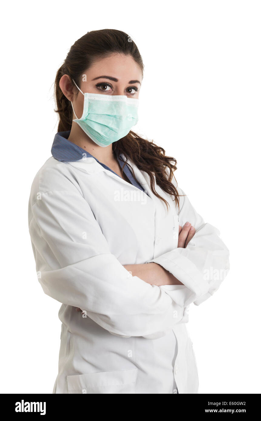 Young beautiful female doctor wearing a mask Stock Photo - Alamy