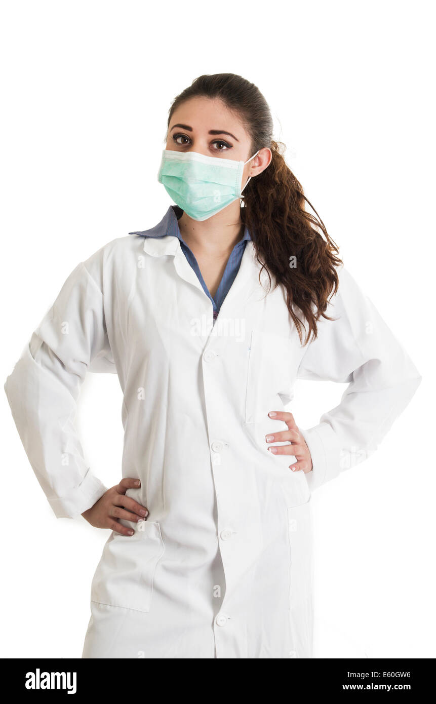 Young beautiful female doctor wearing a mask Stock Photo - Alamy