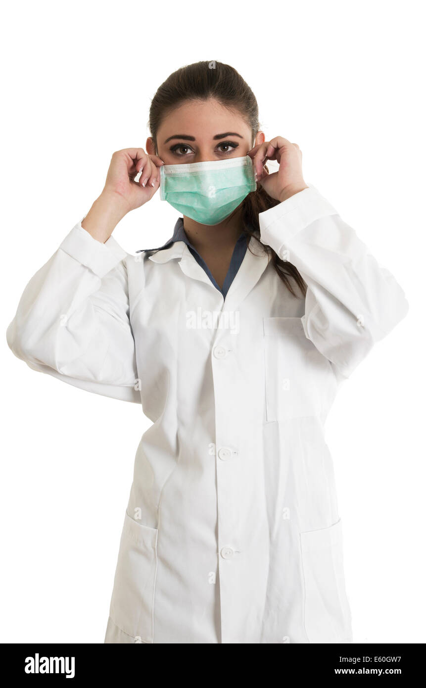 Young beautiful female doctor wearing a mask Stock Photo - Alamy