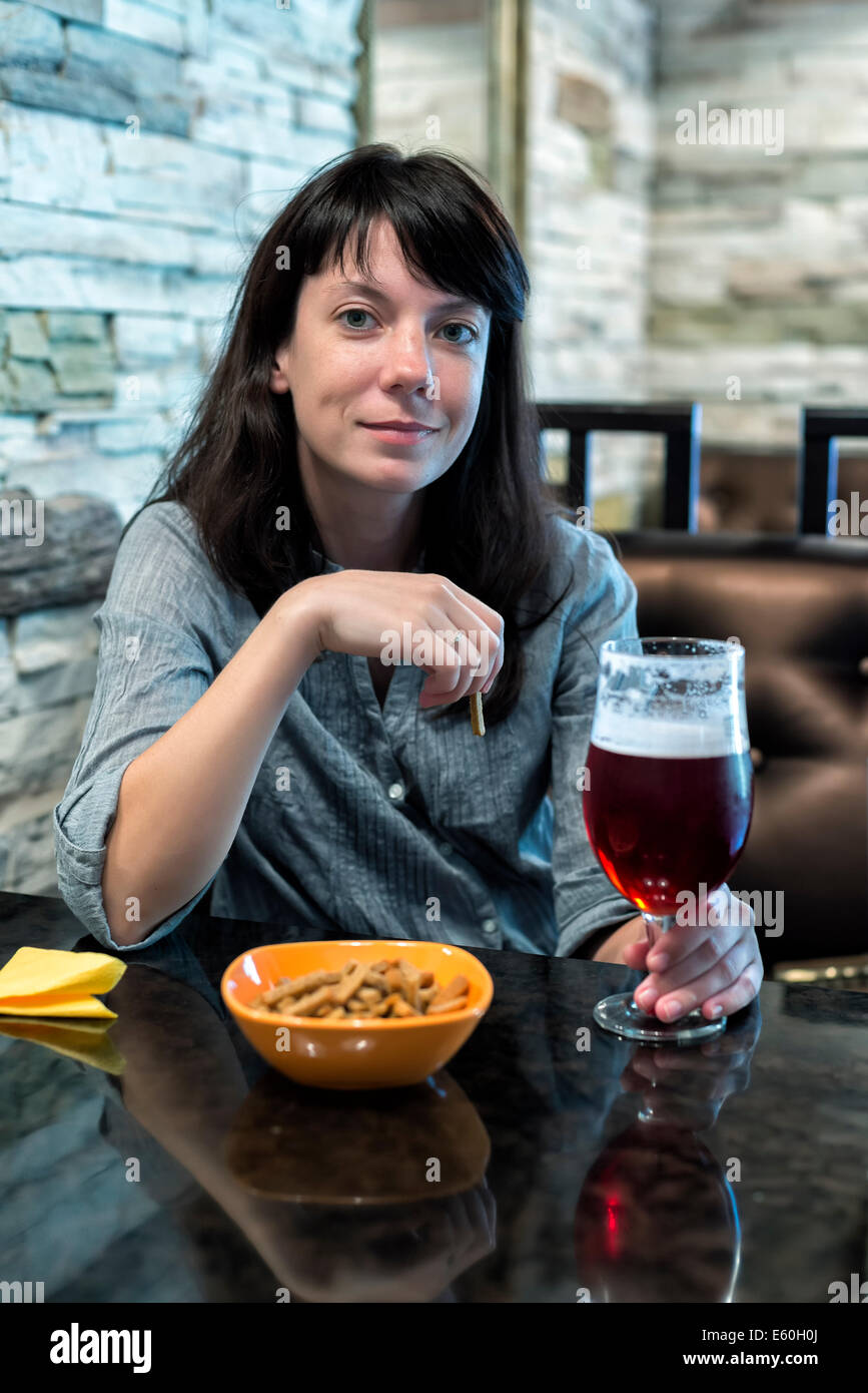 Beautiful girl drink beer hi-res stock photography and images - Alamy