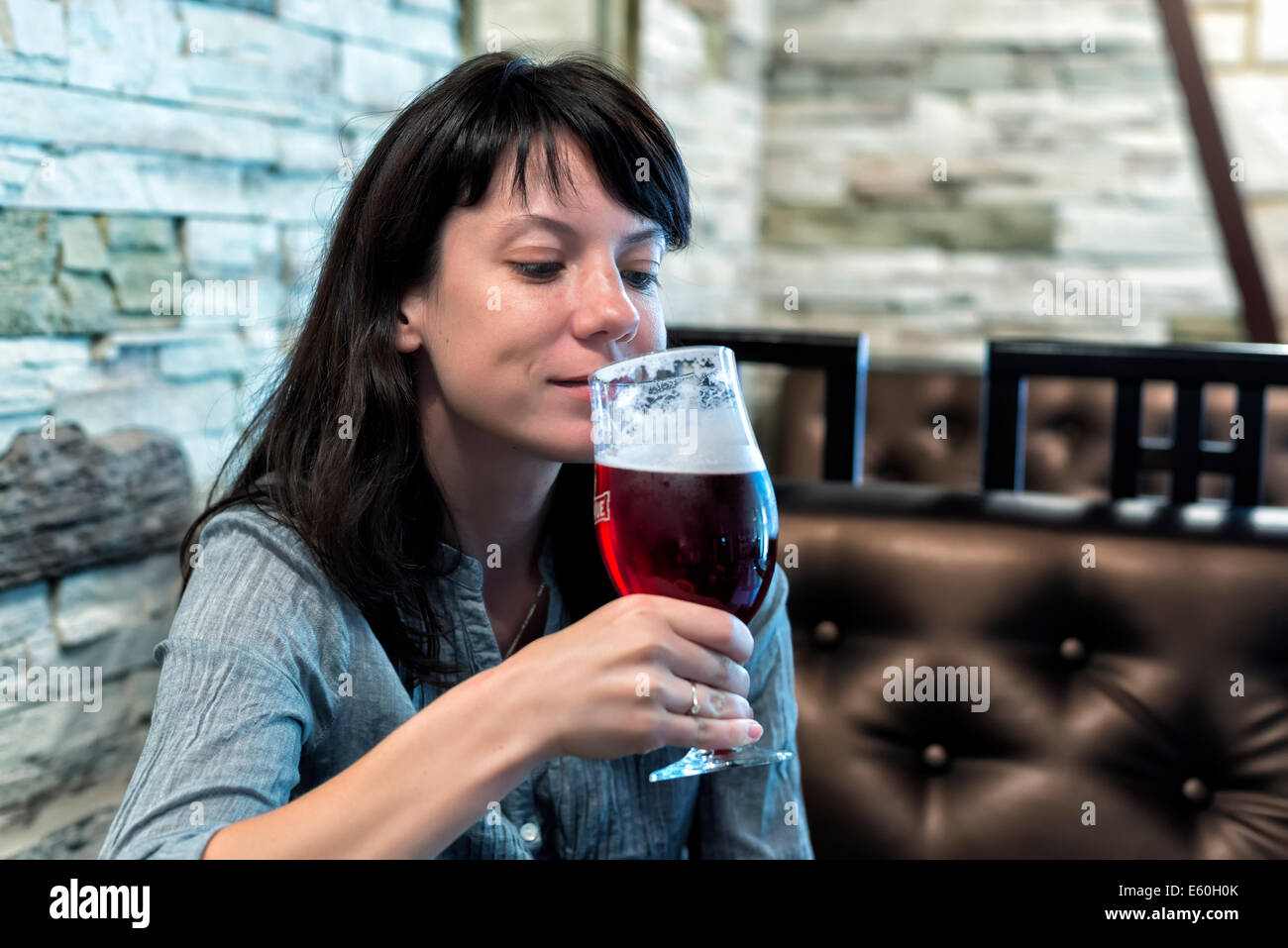 Beautiful girl drink beer hi-res stock photography and images - Alamy