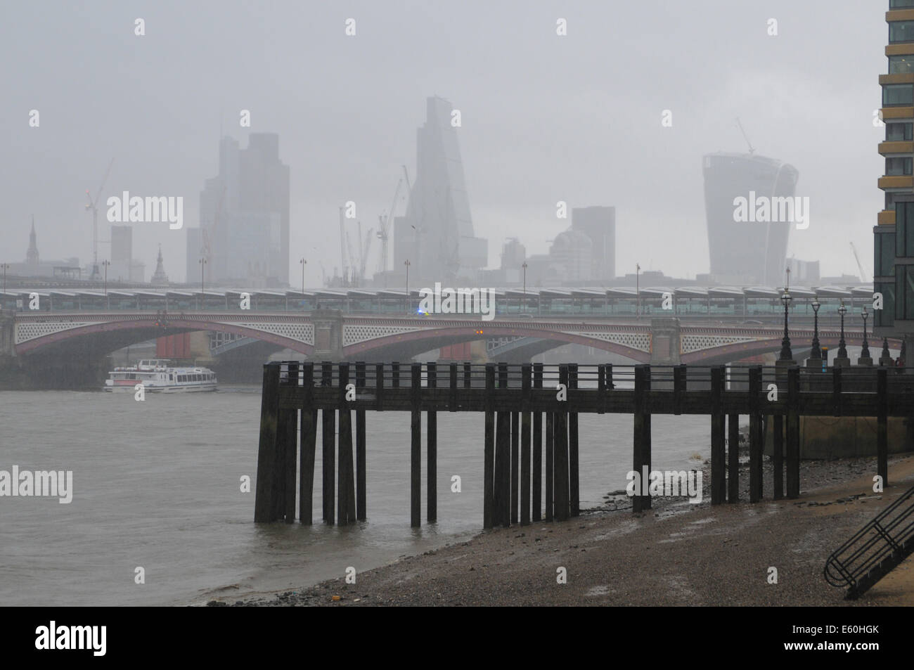 London, UK, 10th August 2014. Hurricane Bertha brings heavy rain and ...