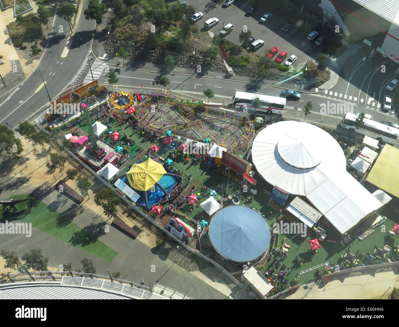 View of the fun fair from the Melbourne Star Observation Wheel ...
