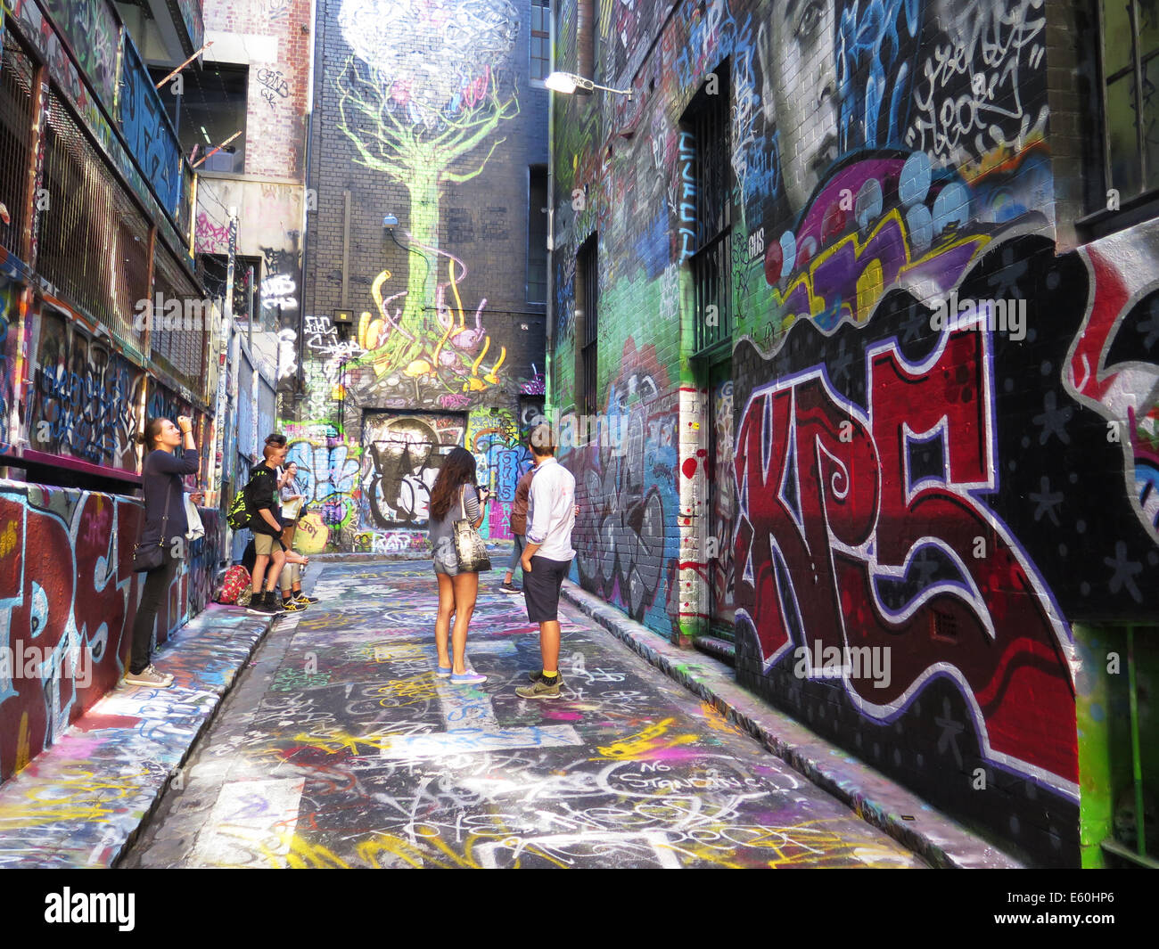 Street Art in Hosiery Lane, Melbourne, Victoria, Australia. Showing ...