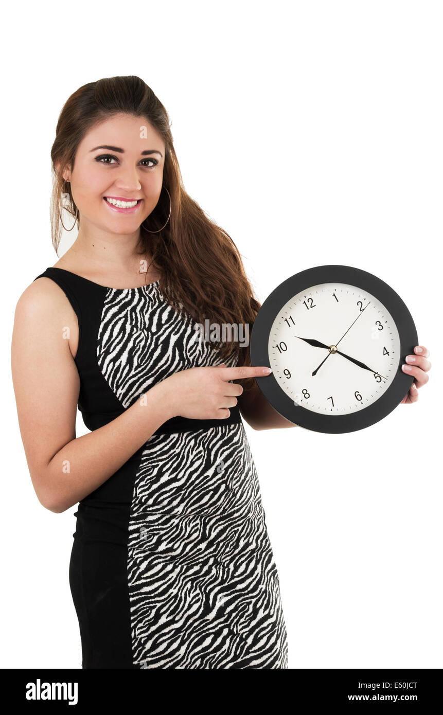 Holding big clock female hi-res stock photography and images - Alamy