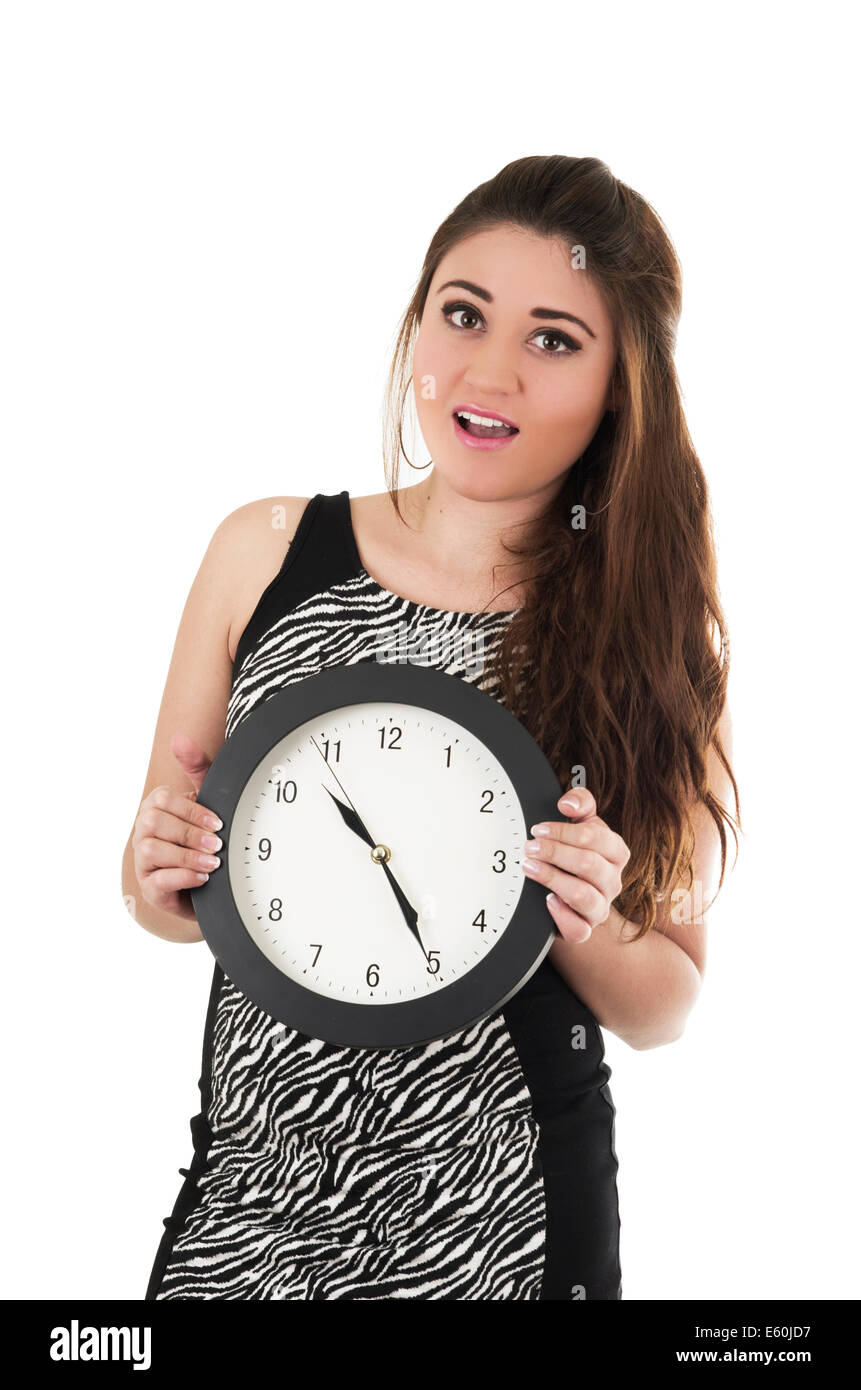 Holding big clock female hi-res stock photography and images - Alamy