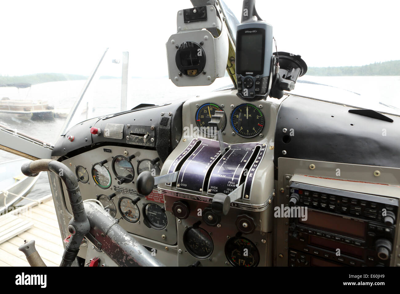 Dashboard of a De Havilland DHC-3 Twin Otter float plane at Otter Lake ...