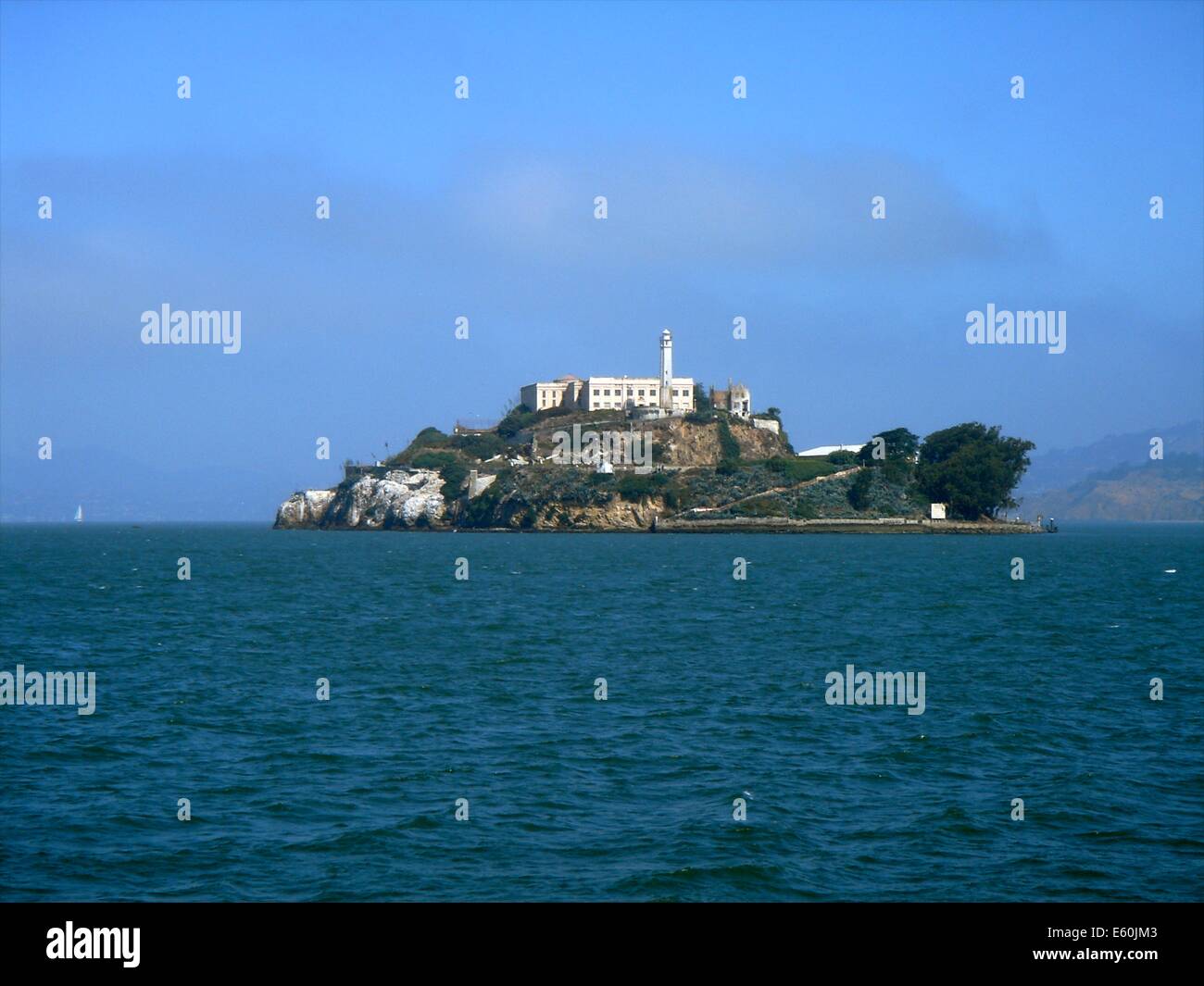 Alcatraz Island, known as 'The Rock', seen from the Sausalito to San ...