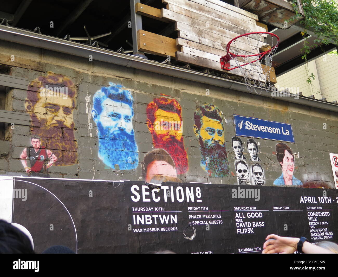 Ned Kelly images on Stevenson Lane in Melbourne, Victoria, Australia ...