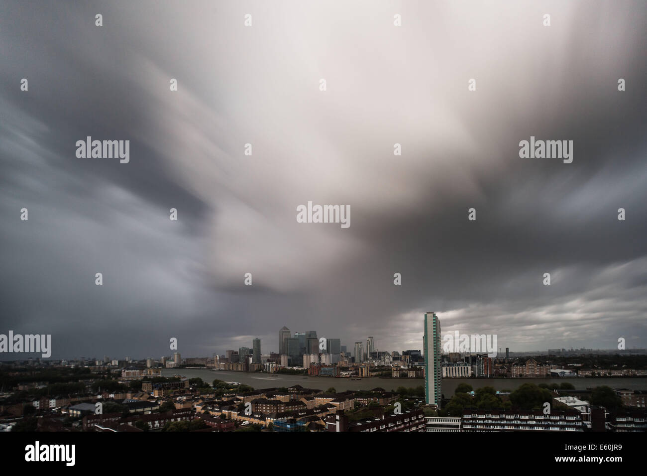 London, UK. 10th August, 2014. UK Weather: Hurricane Bertha brings ...