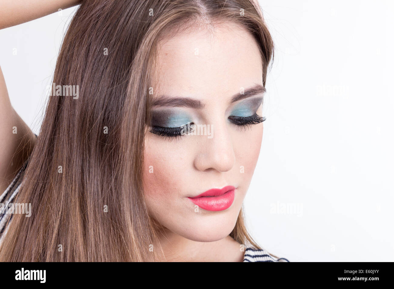 closeup of young blond girl wearing makeup Stock Photo - Alamy