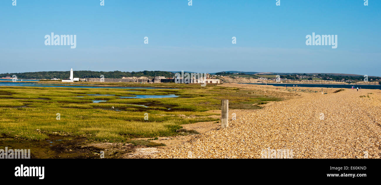 Hurst Castle across Keyhaven and Pennington marshes Stock Photo - Alamy