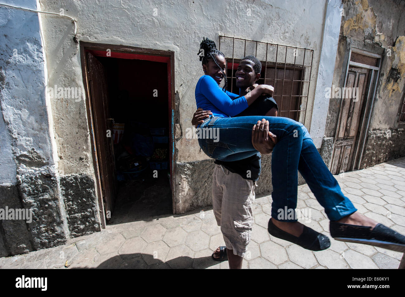 Native people of Mindelo, the only town on Sao Vicente Island in Cape ...