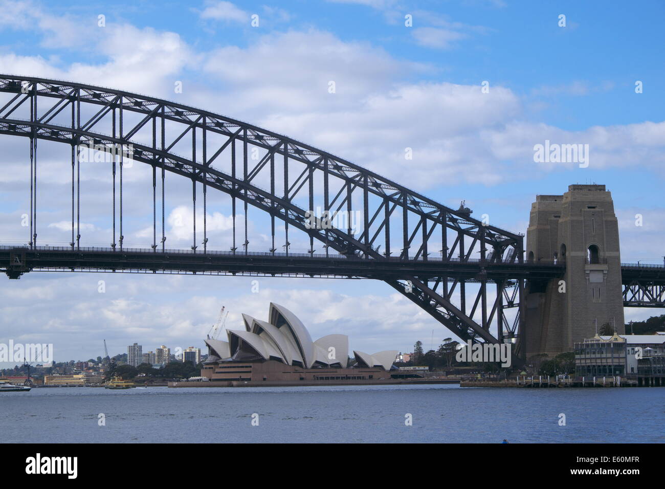 sydney harbour bridge and opera house viewed from blues point road ...