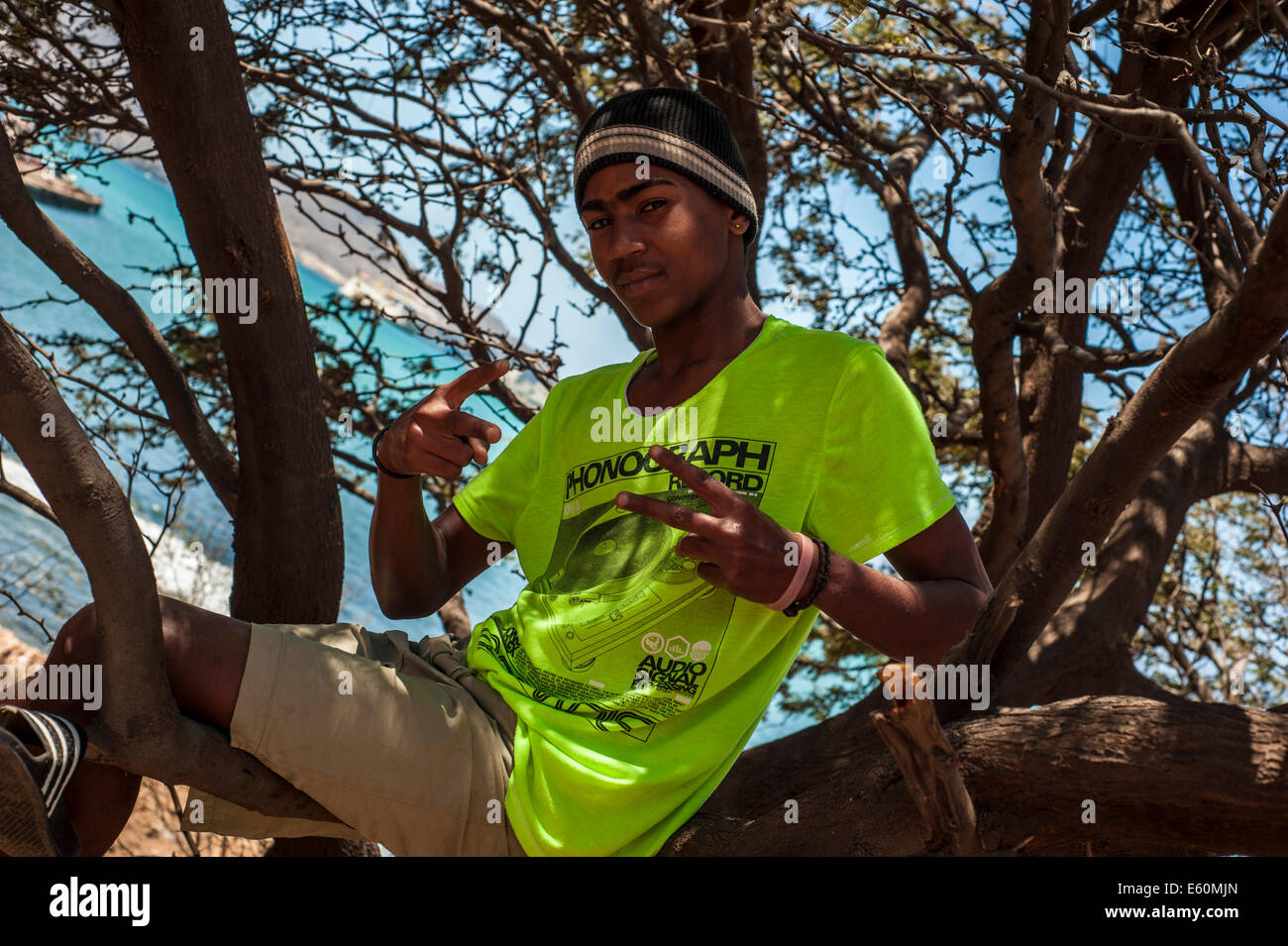Native people of Mindelo, the only town on Sao Vicente Island in Cape ...