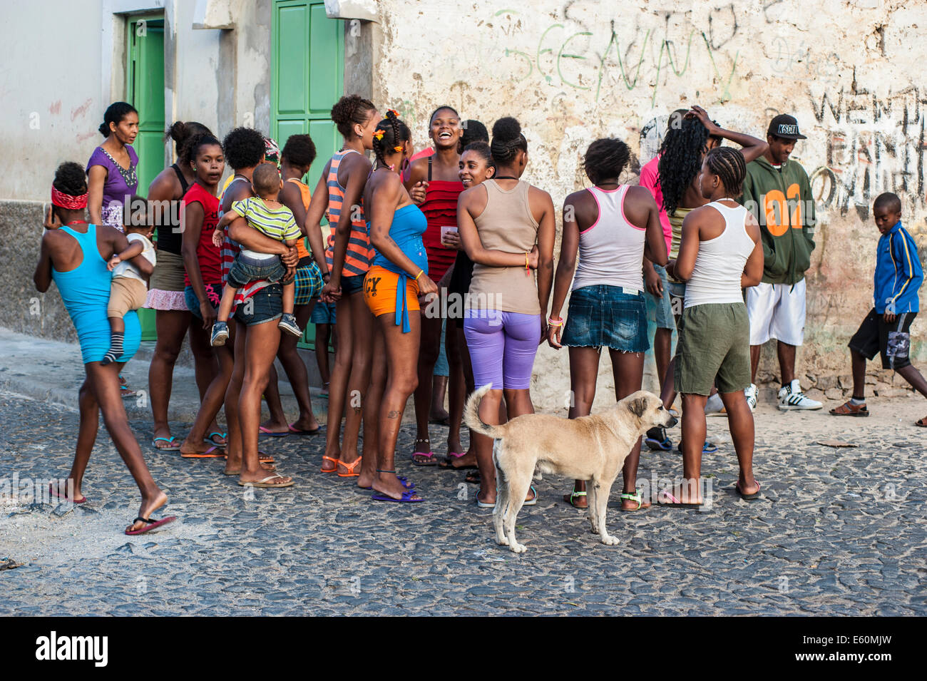 Native people of Mindelo, the only town on Sao Vicente Island in Cape ...