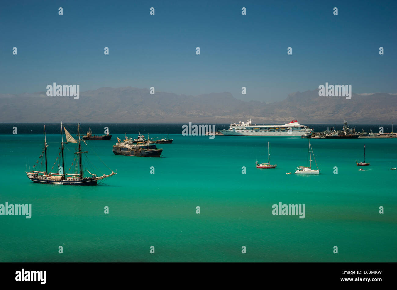 Porto Grande - Mindelo Bay on the island Sao Vicente, archipelago of ...