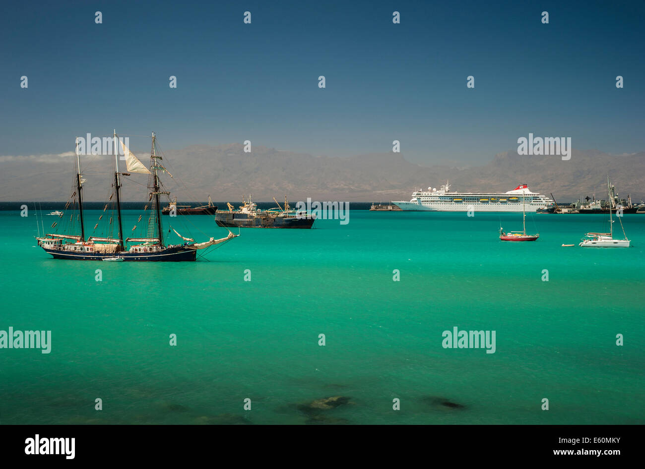 Porto Grande - Mindelo Bay on the island Sao Vicente, archipelago of ...