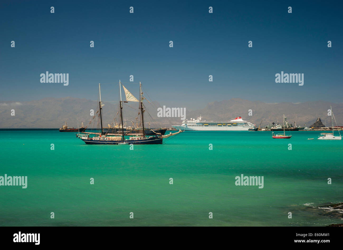 Porto Grande - Mindelo Bay on the island Sao Vicente, archipelago of ...