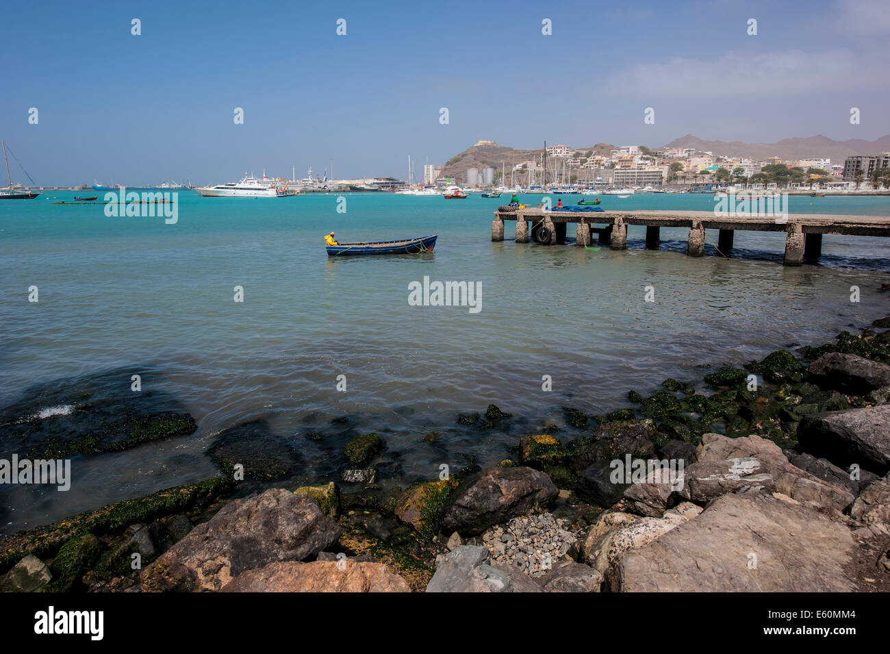 Porto Grande - Mindelo Bay on the island Sao Vicente, archipelago of ...