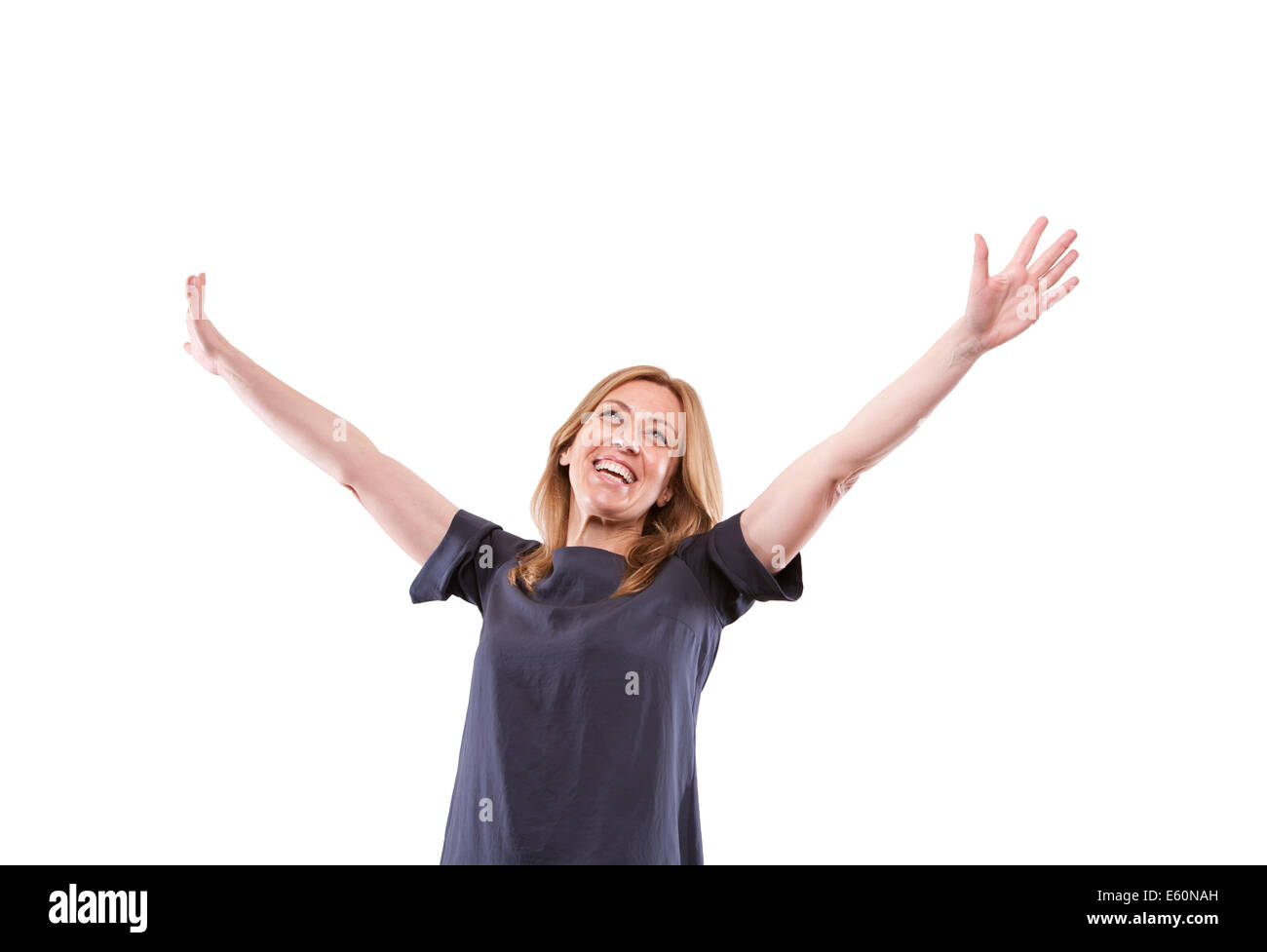 exulting real happy woman smiling because she's very really happy Stock ...