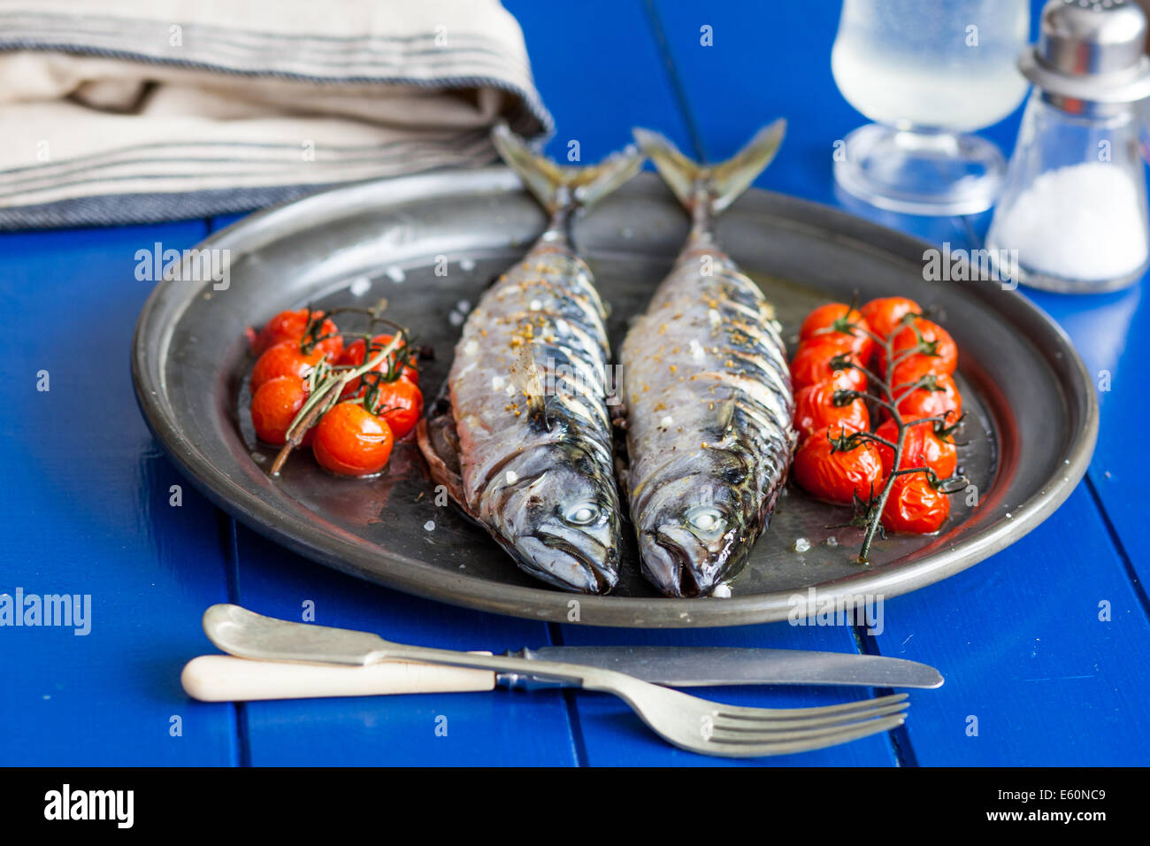 a plate of fresh mackerel Stock Photo - Alamy