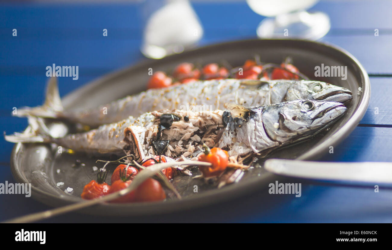 a plate of fresh mackerel Stock Photo - Alamy