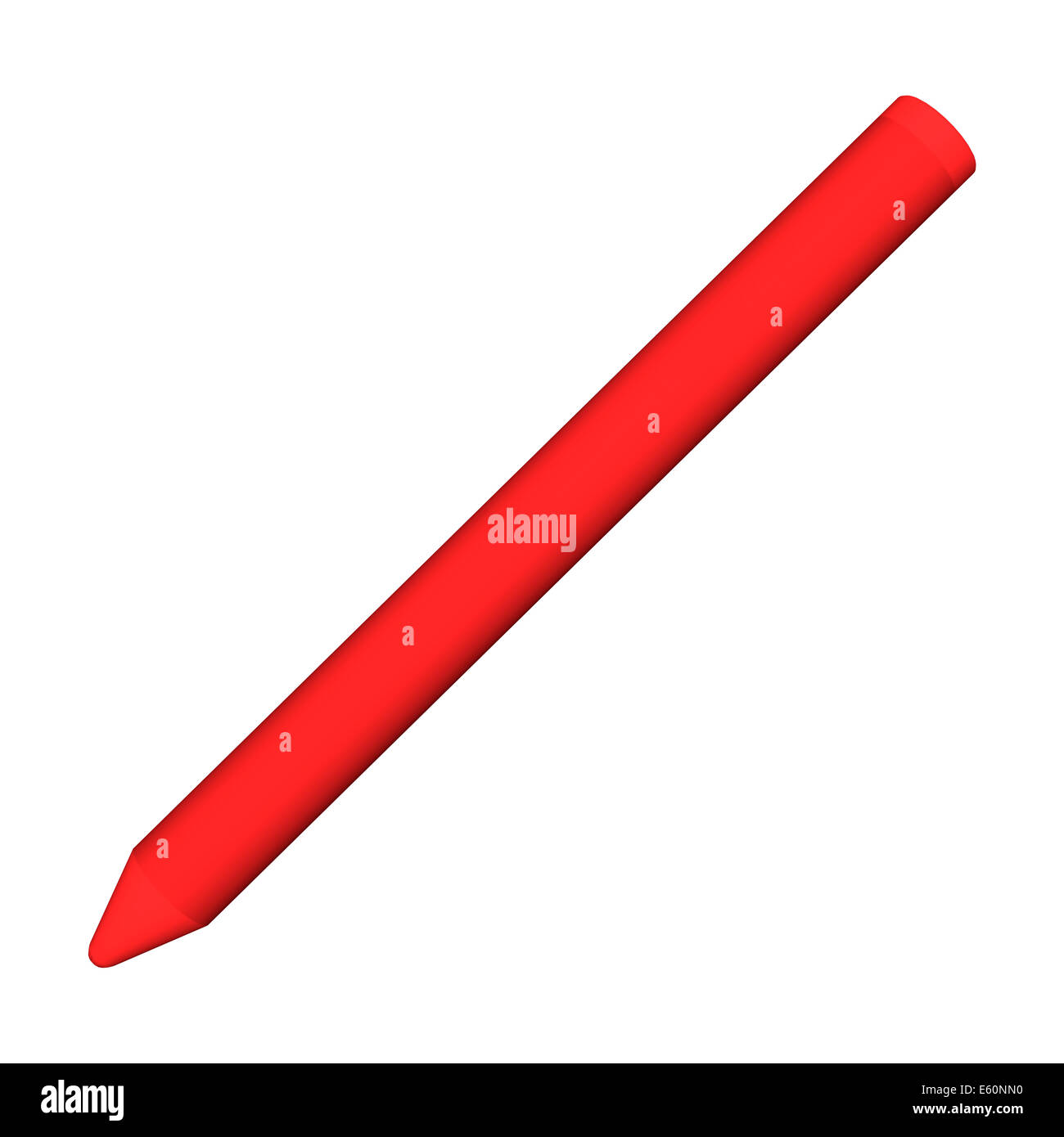 3D digital render of a single red crayon isolated on white background ...