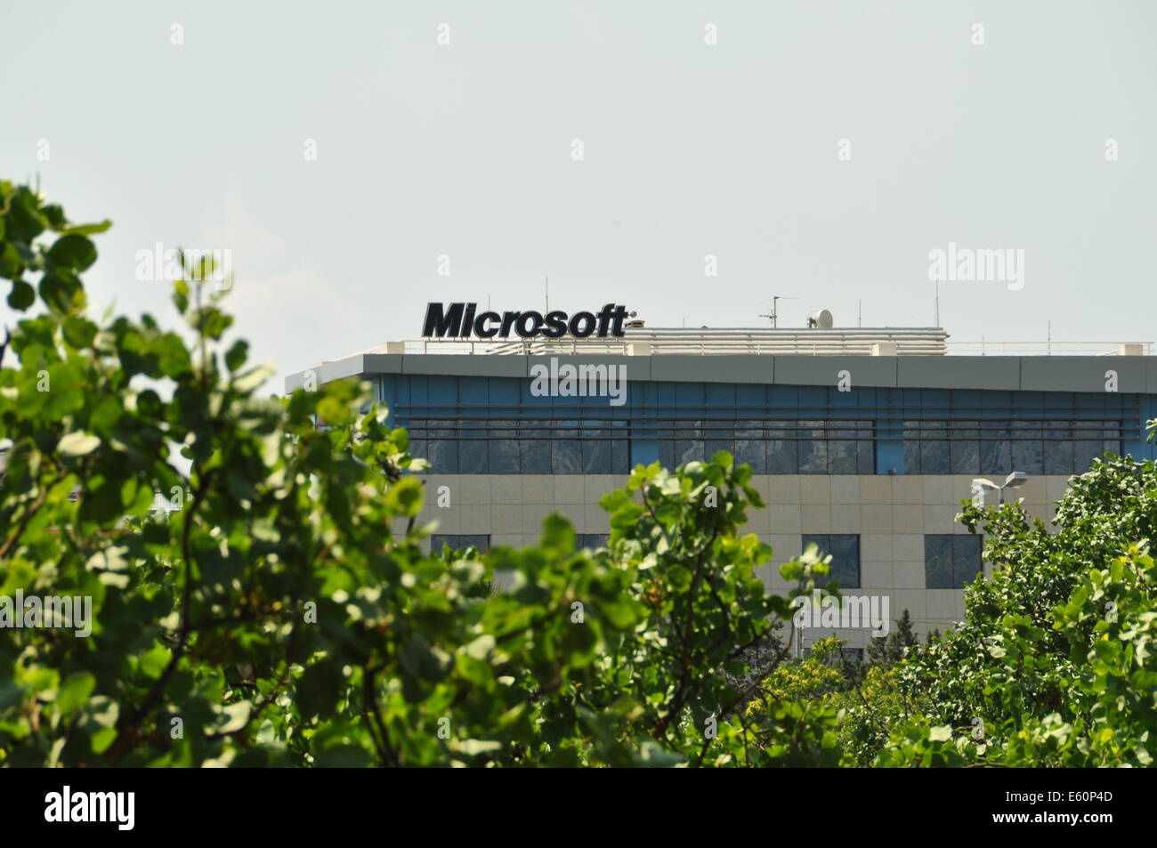 Microsoft corporation office building facade with logo in Athens ...