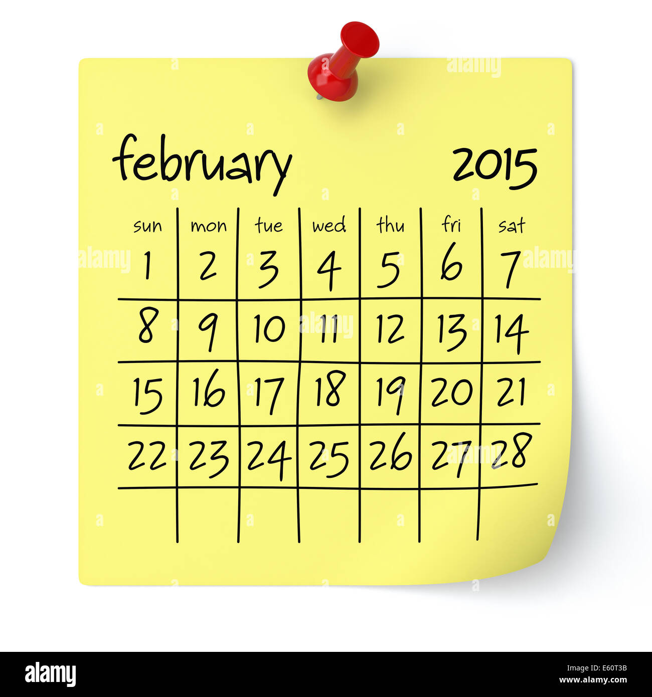 February 2015 calendar hi-res stock photography and images - Alamy