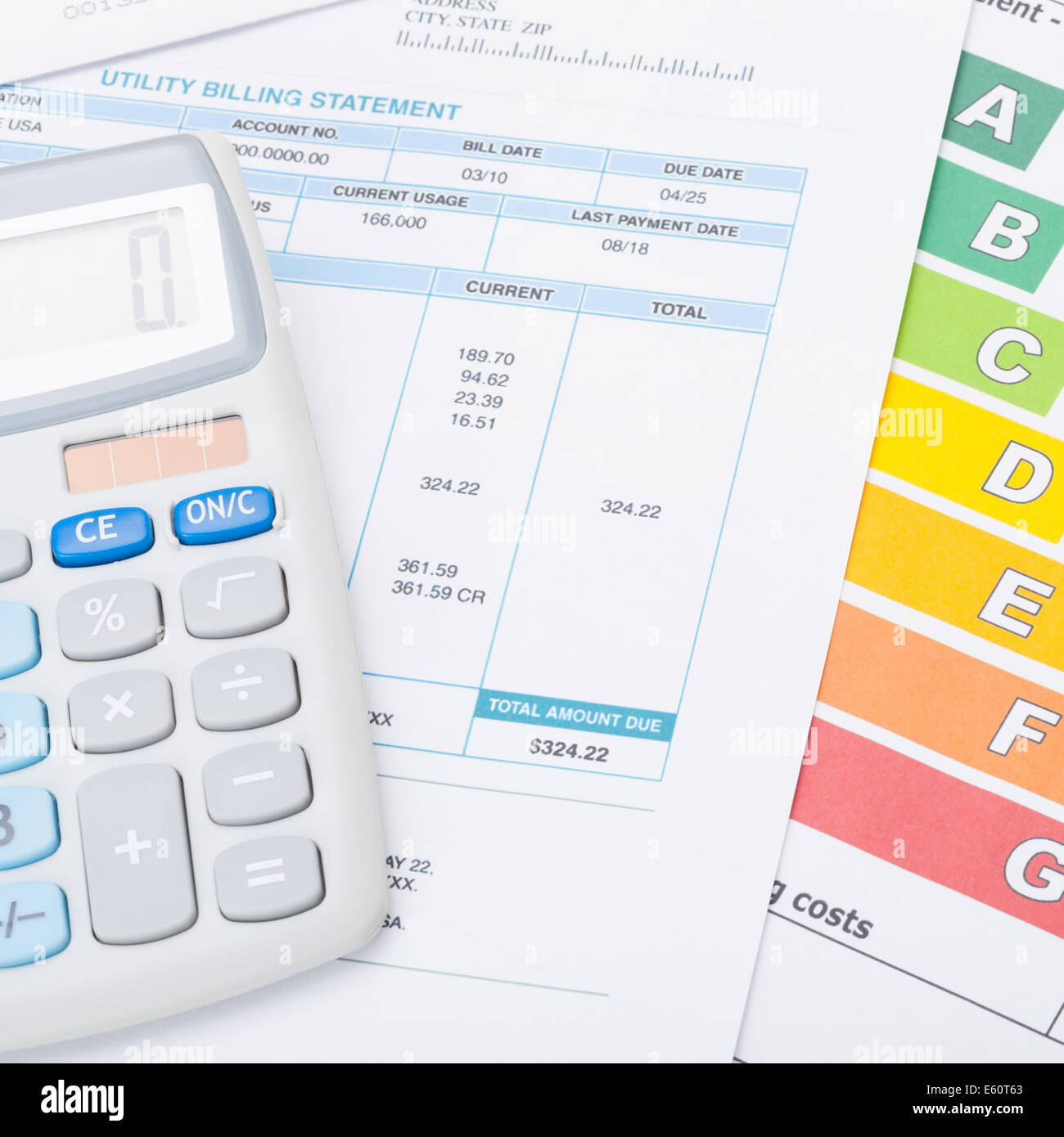 Calculator with utility bill and energy rating chart under it - 1 to 1 ...