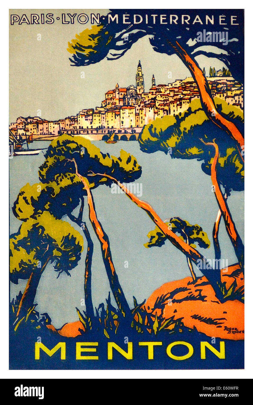 MENTON Vintage French travel poster Menton Cote d'Azur French Rail ...