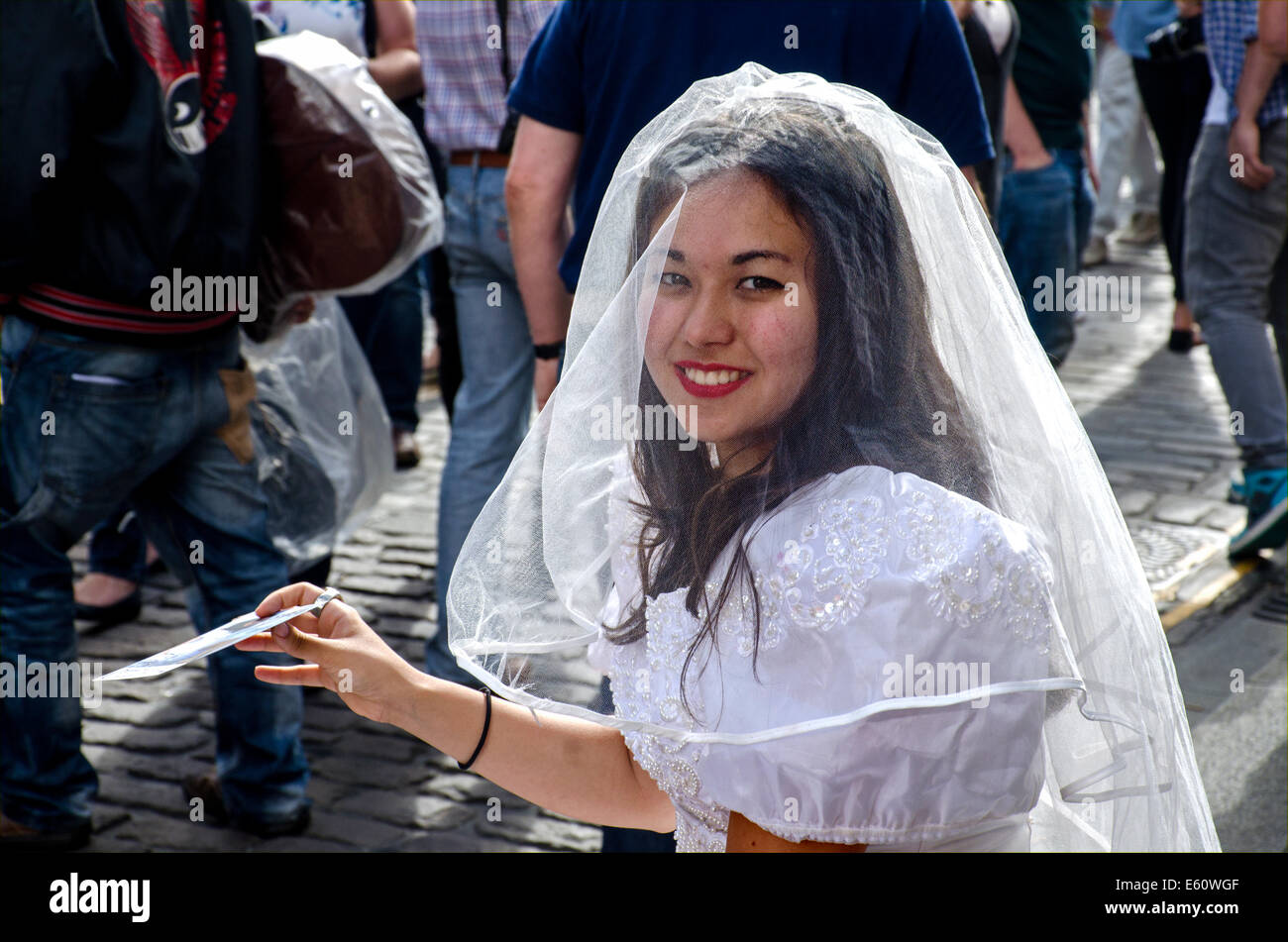Ami Jones handing out fliers on Edinburgh's High Street for her one ...