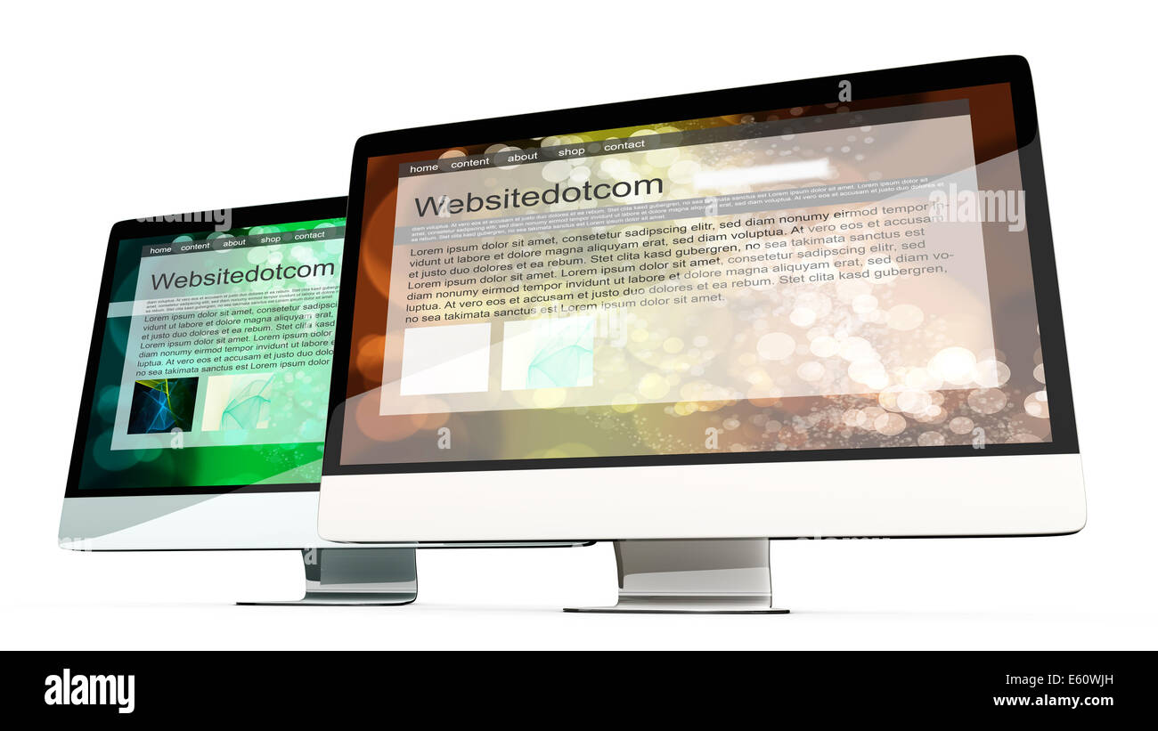 Two All in one Computer showing generic websites Stock Photo - Alamy