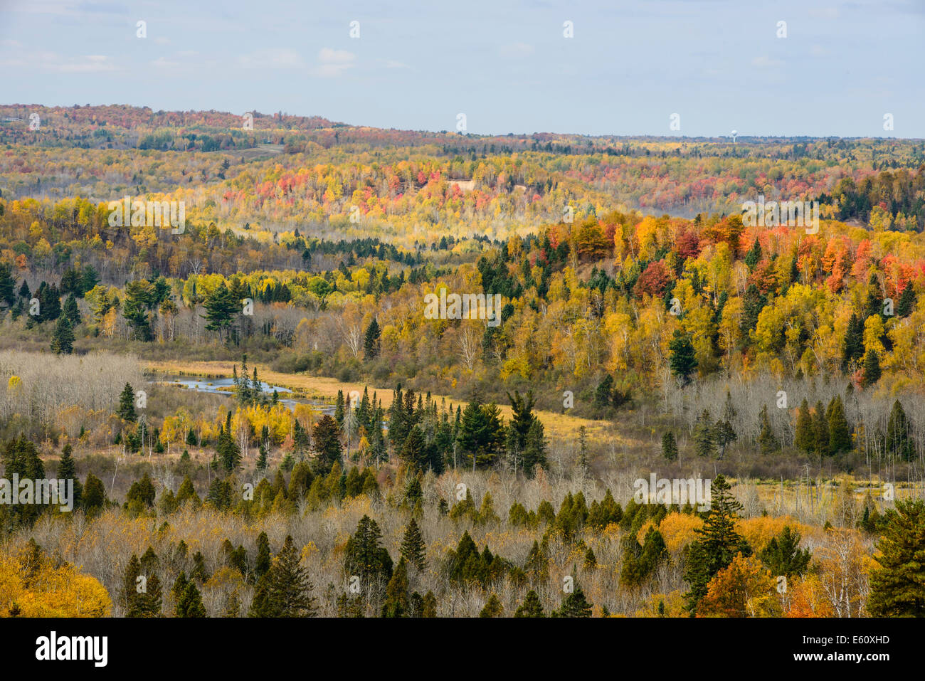 Autumn colors the valley below the Wrenshall Scenic Overlook Stock ...